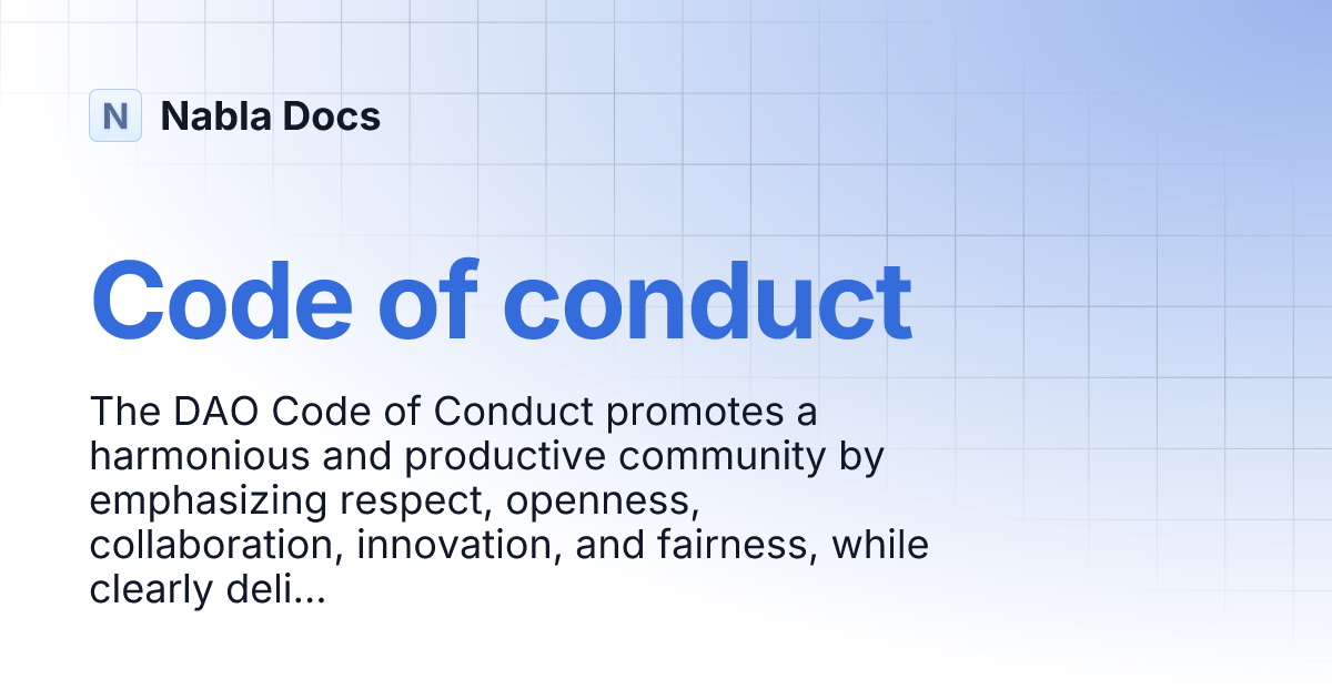 Code of conduct | Nabla Docs