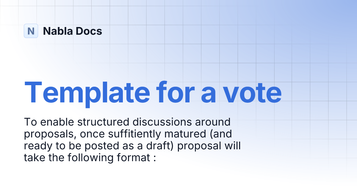 Template for a vote | Nabla Docs